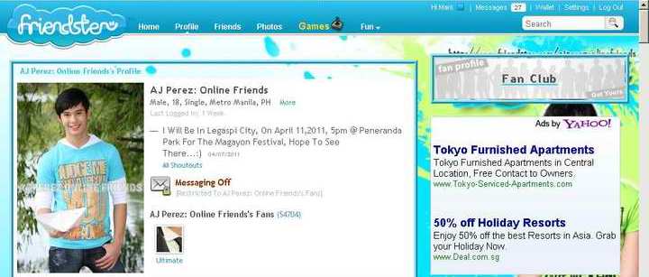 AJ Perez – Friendster fan page – THE FILIPINO SCRIBE