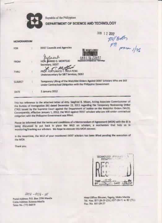 On DOST scholars’ right to travel abroad – a clarification – THE ...