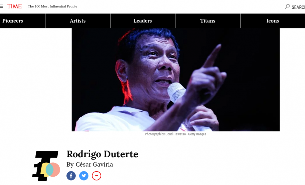 Time Magazine trolls Duterte by also including De Lima in its most ...